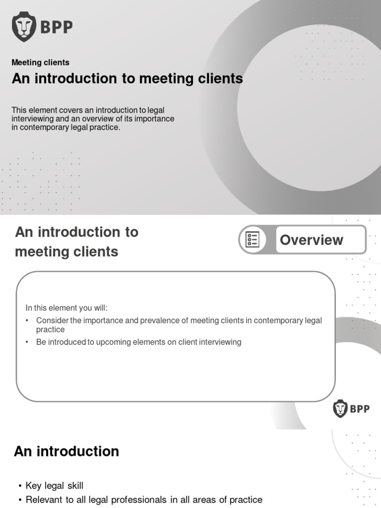 Introduction to Client Meetings in Law | PDF | Leasehold Estate | Lease
