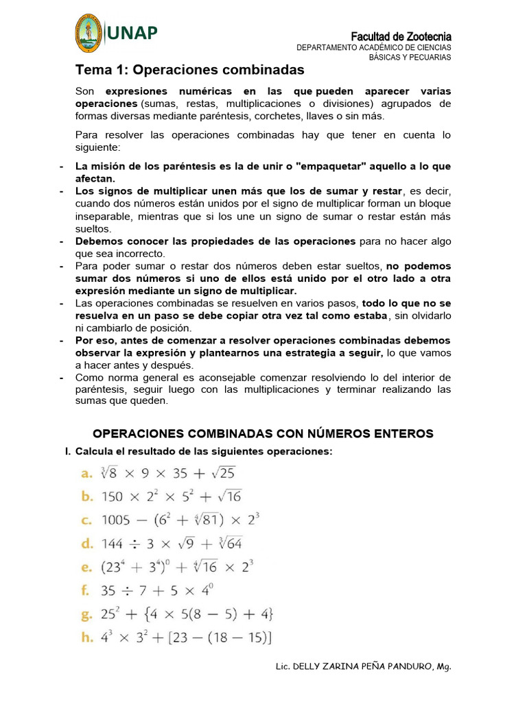 Clase1 - Operaciones Combinadas | PDF | Multiplicación | Matemáticas