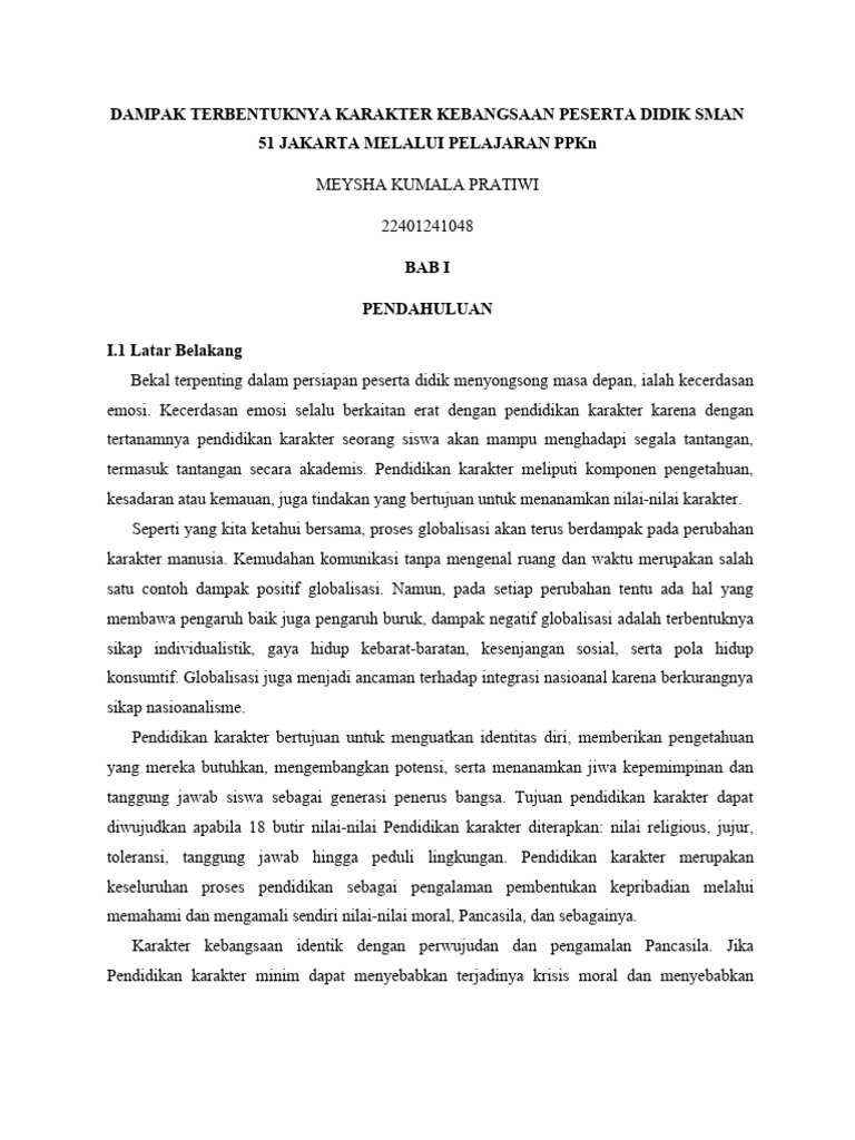 Dampak Pendidikan Karakter di SMAN 51 | PDF | Sains & Matematika