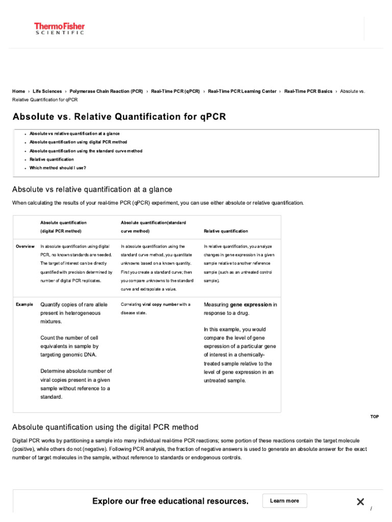 Absolute Vs Relative Quantification | PDF