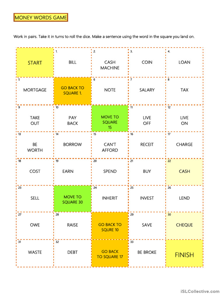 Money Words Game | PDF