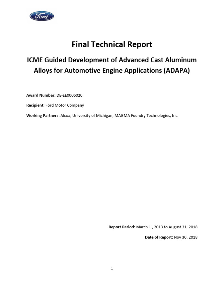 Final Technical Report ICME Guided Development of Advanced Cast ...