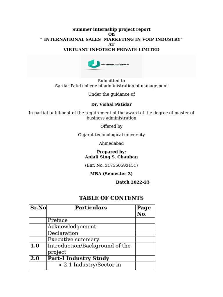 Mba Final Report in PDF Anjali | PDF | Voice Over Ip | Denial Of ...
