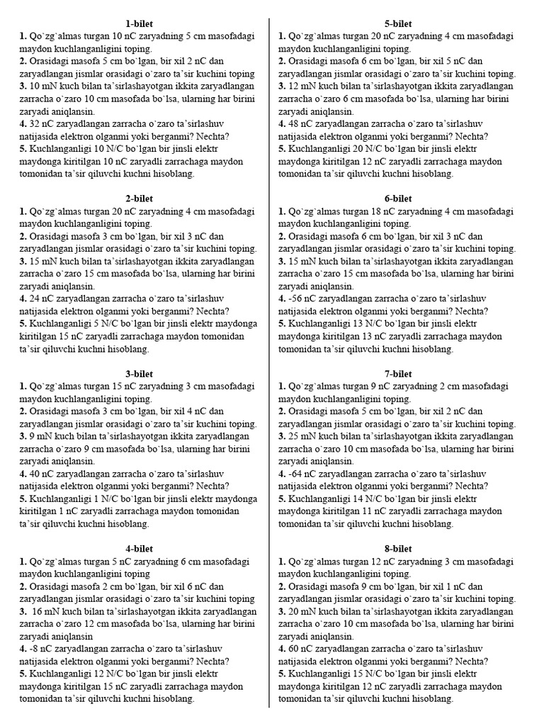 8-Sinf 1-Nazorat Ishi | PDF