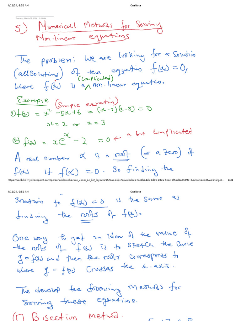 Sma 322 Numerical Analysis I Non Linear Equation Full | PDF | Applied ...