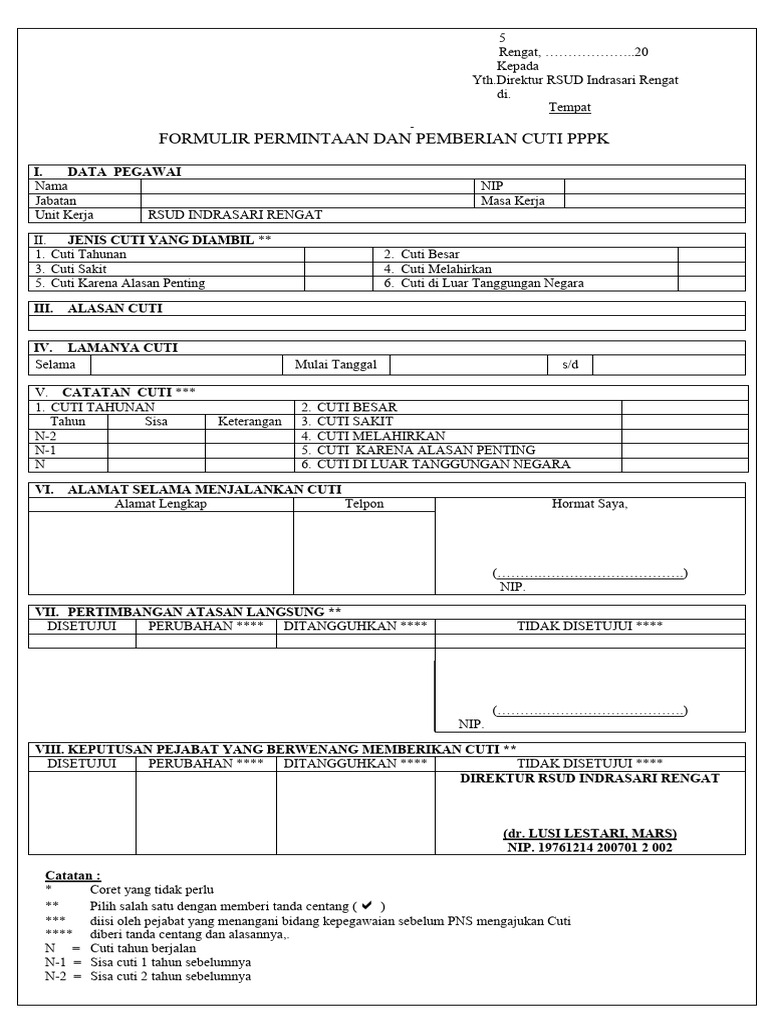 Formulir Cuti PPPK | PDF