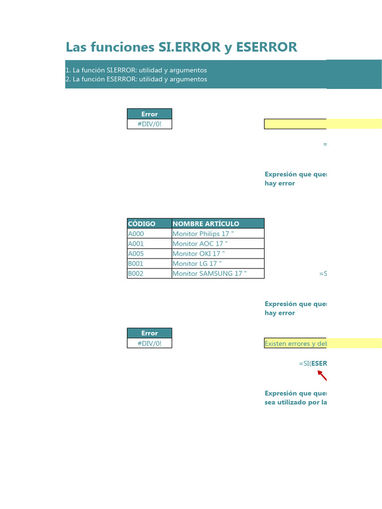 Las Funciones Si - Error y Eserror | PDF