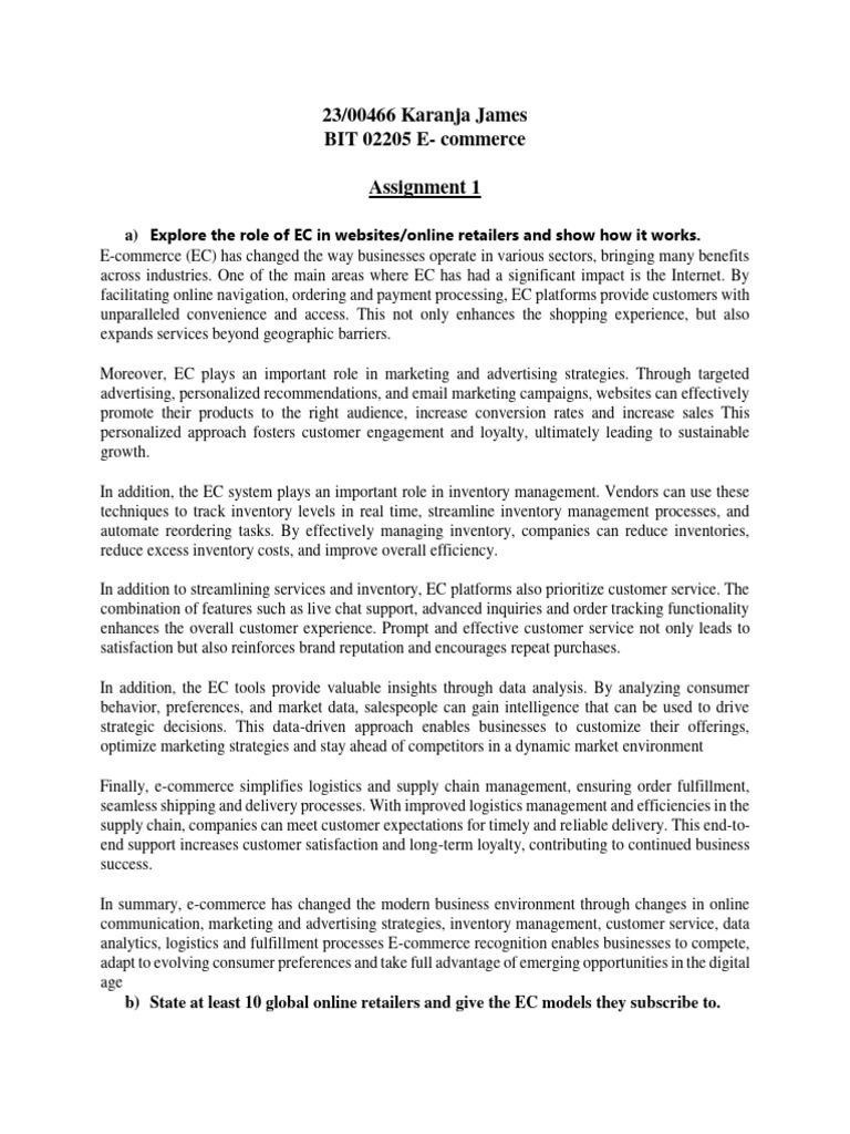 Assignmen 1 PDF | PDF | E Commerce | Retail