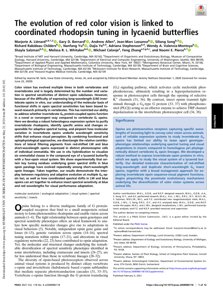 Liénard Et Al 2021 The Evolution of Red Color Vision Is Linked To ...