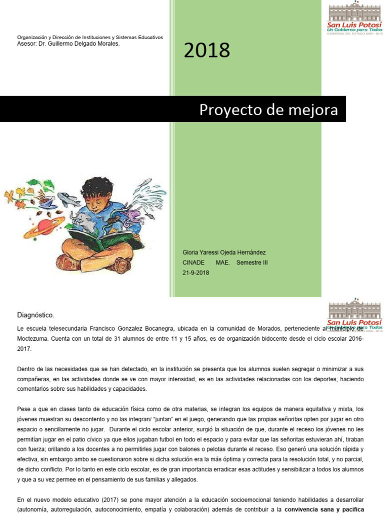 PROYECTO DE MEJORA | Descargar gratis PDF | Inclusión (Educación ...