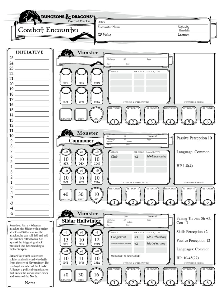 Sildar Stats | PDF | Tabletop Games | Role Playing Games