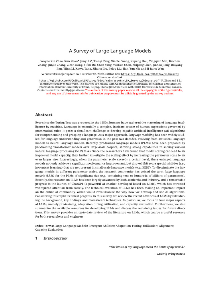 A Survey of Large Language Models | PDF