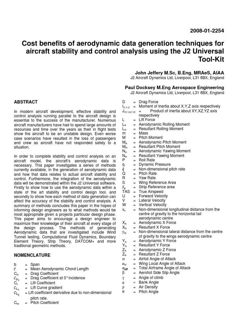 Aerodynamic Data Generation Techniques | Download Free PDF | Flight ...