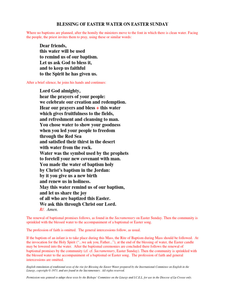 Easter Water On Easter Sunday | PDF | Baptism | Christian Worship And Liturgy
