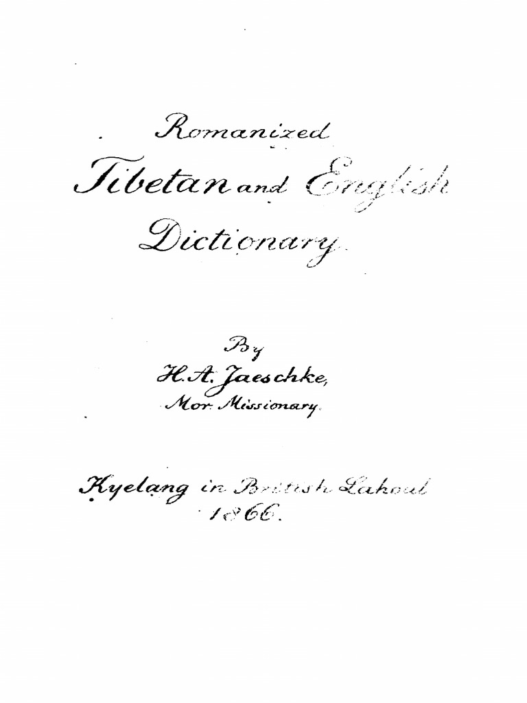 Romanized Tibetan and English Dictionary | PDF
