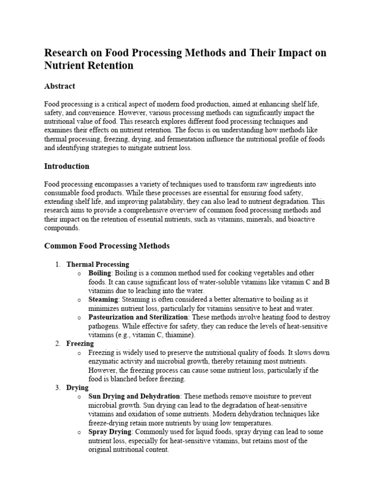 Food Processing & Nutrient Retention | PDF | Food Processing | Foods