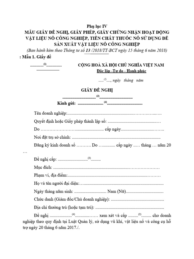 Phu Luc IV Giay de Nghi | PDF