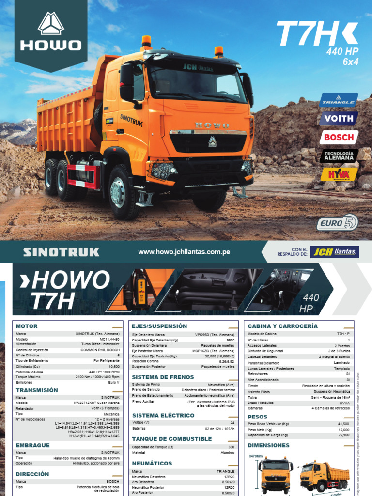 Volquete Howo T7H 6X4 440HP - 16M3 (Con Retardador) | PDF | Eje ...