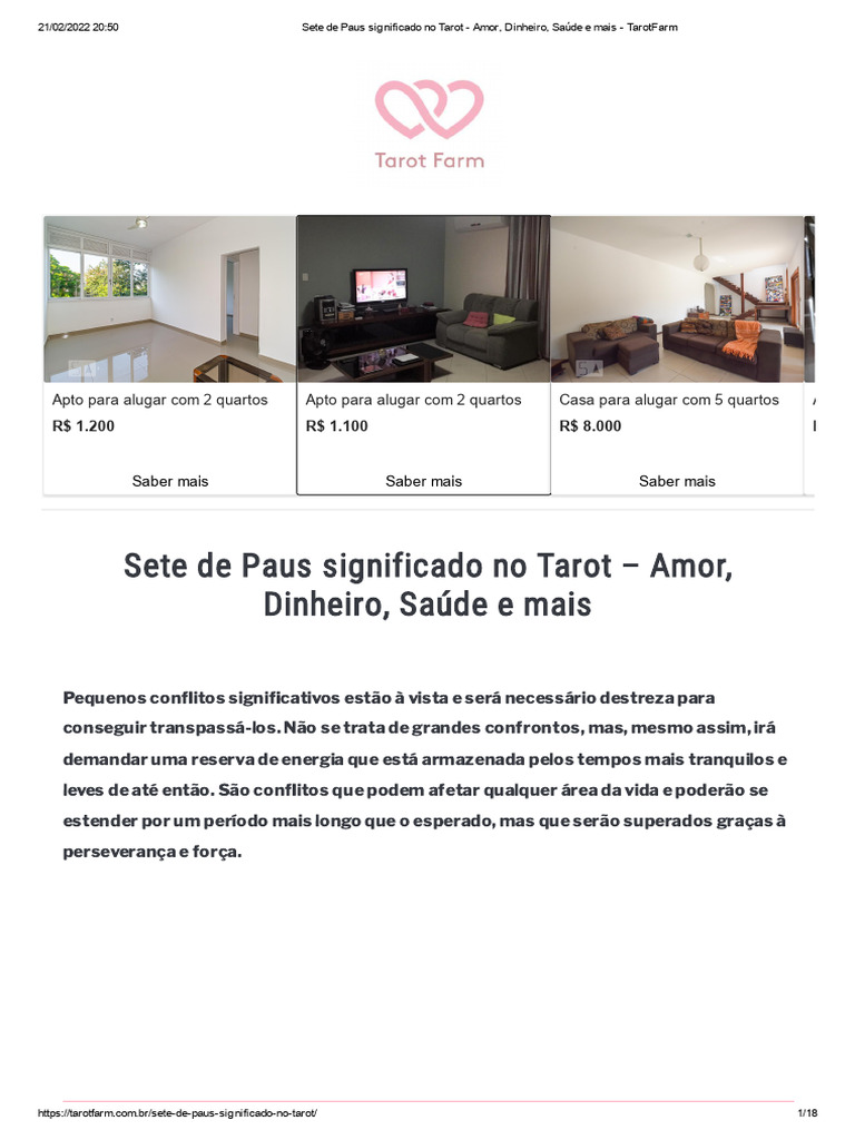 Sete de Paus Significado No Tarot - Amor, Dinheiro, Saúde e Mais ...