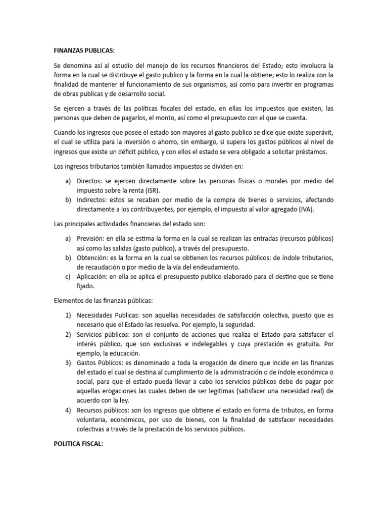 Finanzas Publicas | PDF | Gastos gubernamentales | Presupuesto