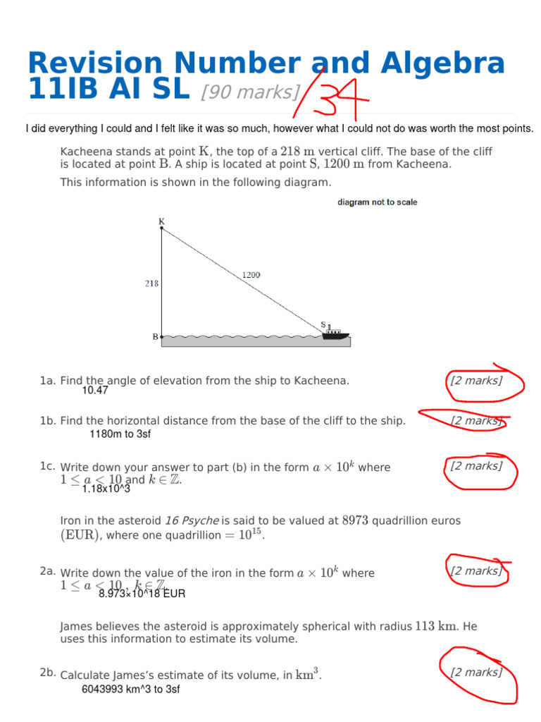 Revision Number and Algebra 11IB AI SL | PDF | Algebraic Structures ...