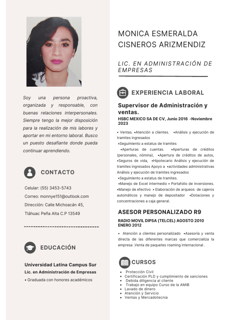 CV Monica-Cisneros-Ases Invrs | PDF | Business