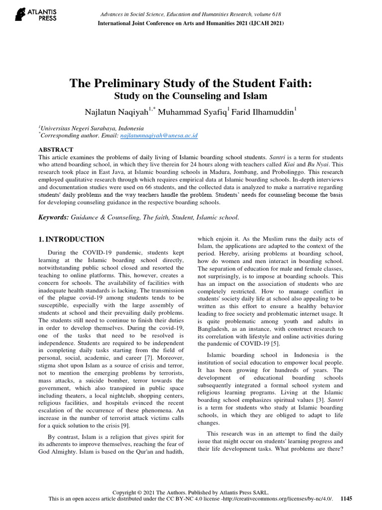 The Preliminary Study of The Student Faith | PDF | School Counselor ...