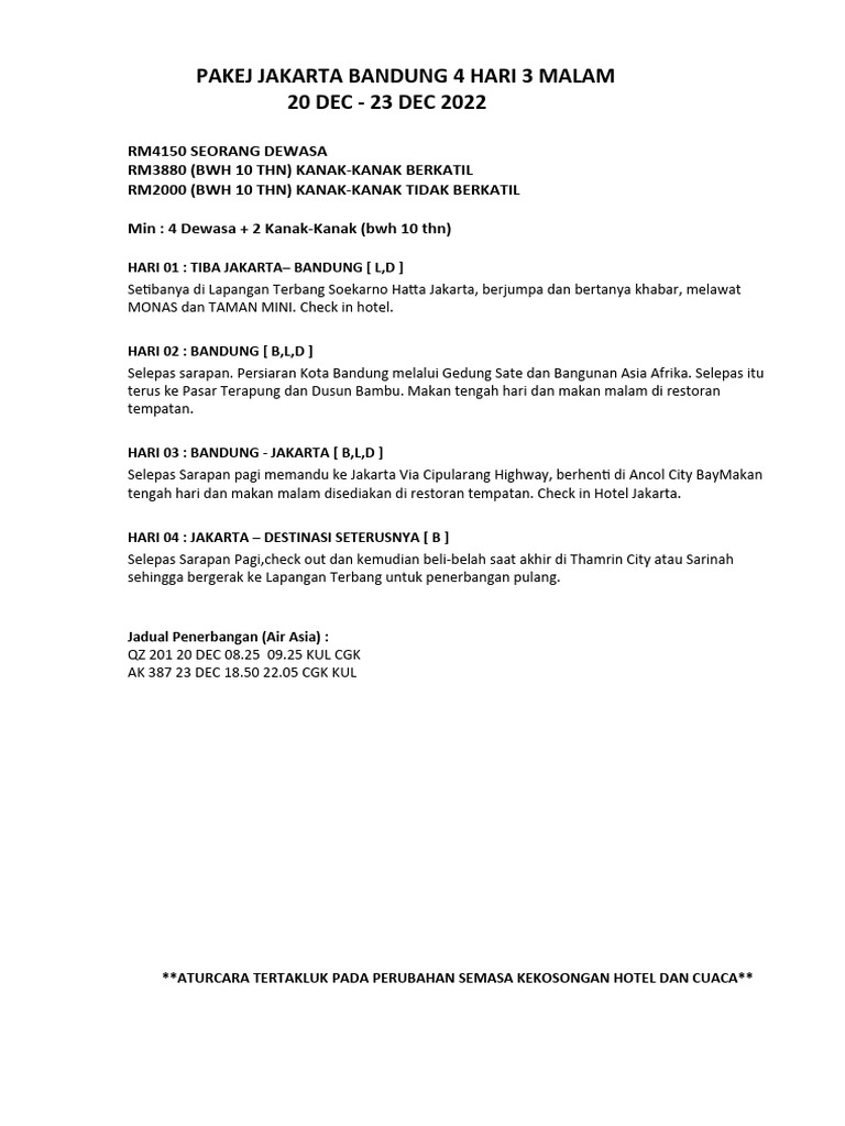 Pakej Jakarta Bandung | PDF