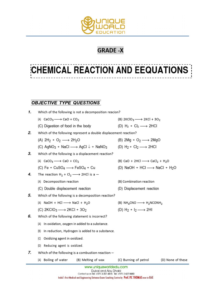 Chemistry-Chemical Reactions and Equations | PDF | Chemical Reactions | Redox