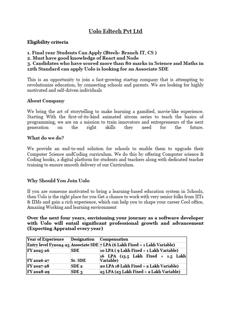 Jd Uolo Edtech Pvt Ltd Pdf Educational Technology Computer 8202
