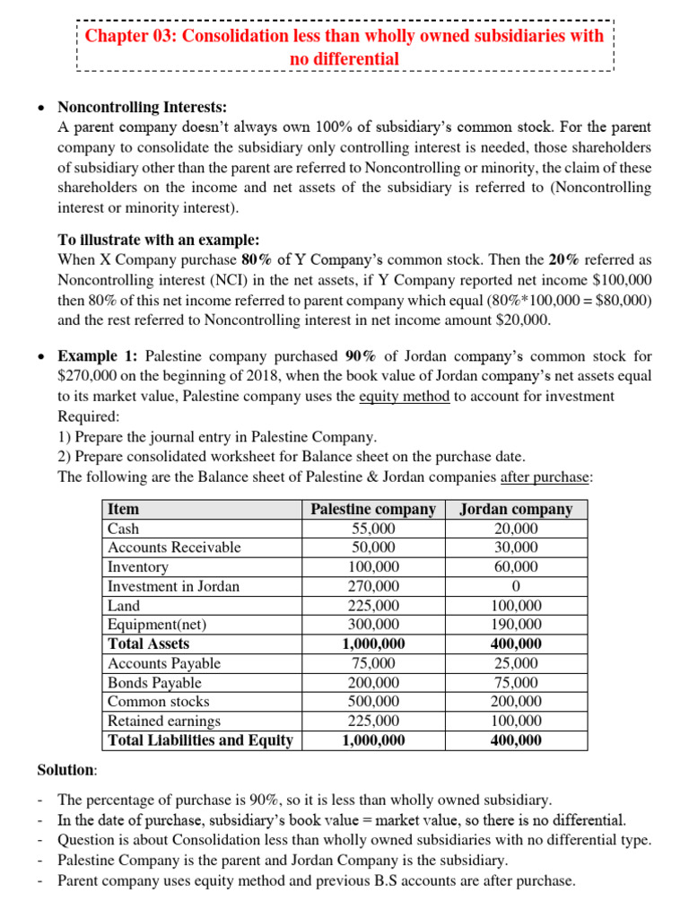 CH.03 Explanation | Download Free PDF | Consolidation (Business) | Book ...