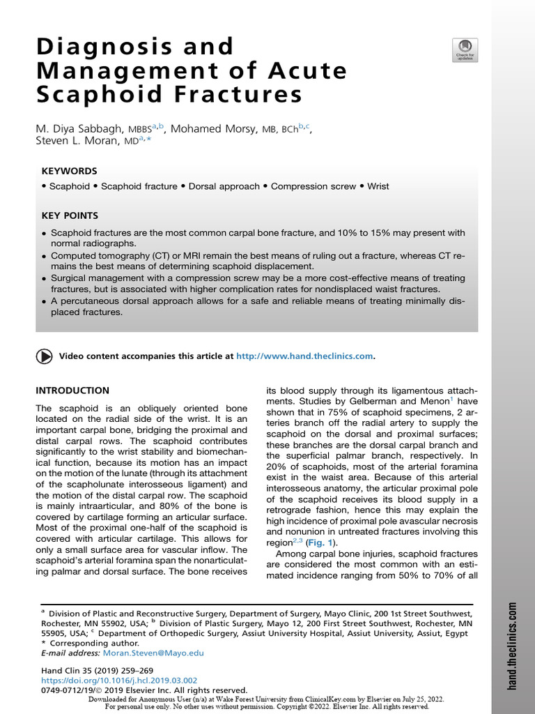 Scaphoid Fractures Acute Presentation | Download Free PDF | Limbs ...