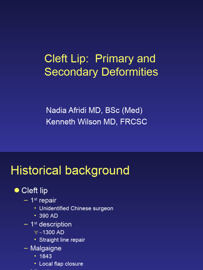 Cleft Lip-Primary & Secondary Deformities | PDF | Human Nose | Lip