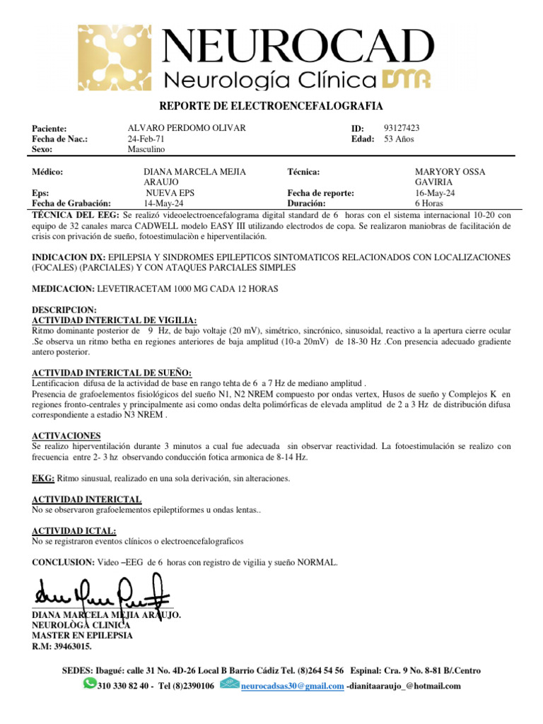 Alvaro Perdomo Olivar | PDF | Neurociencia | Medicina CLINICA