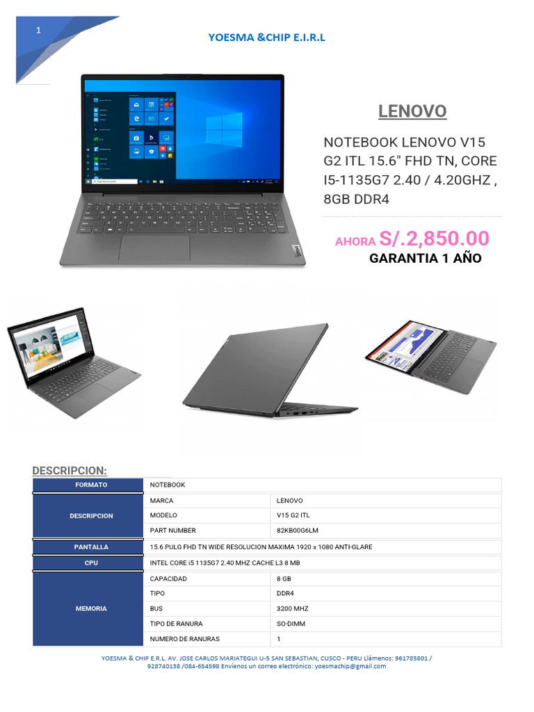 Notebook Lenovo V14 Iil, 14 HD, Intel Core I5-1035g1 1.00 3.60GHZ, 8GB DDR4, 1TB Sata, Video ...