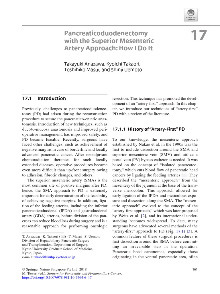 Pancreaticoduodenectomy With The Superior Mesenteric Artery Approach ...