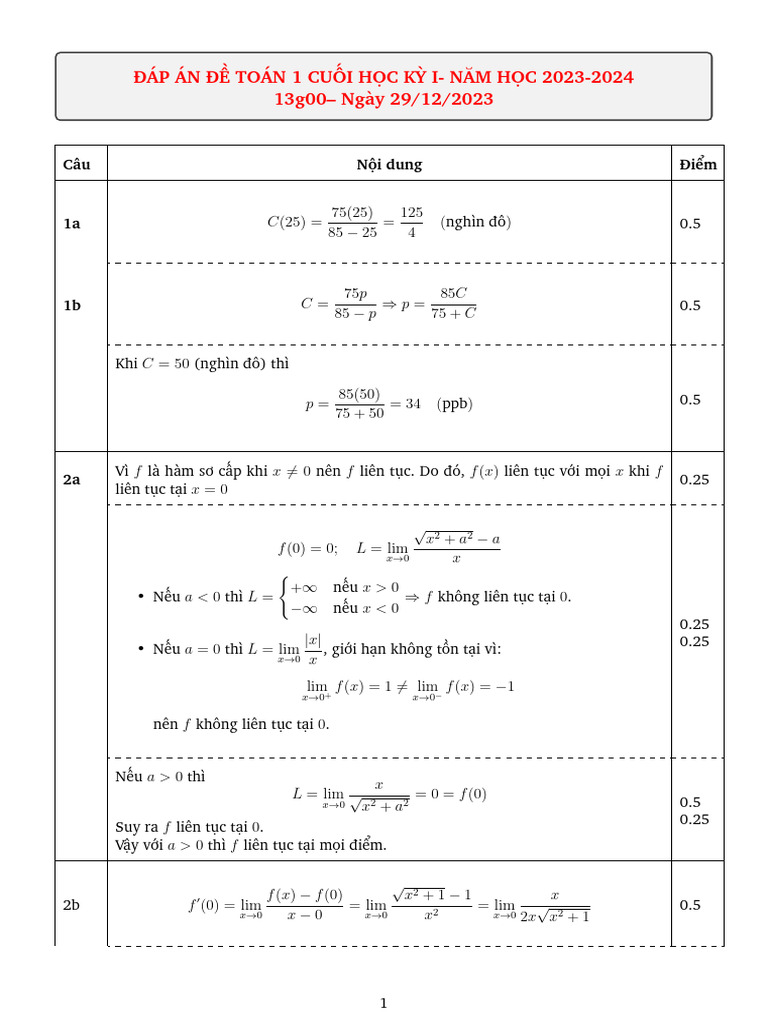 Toan1 CLC Ans | PDF