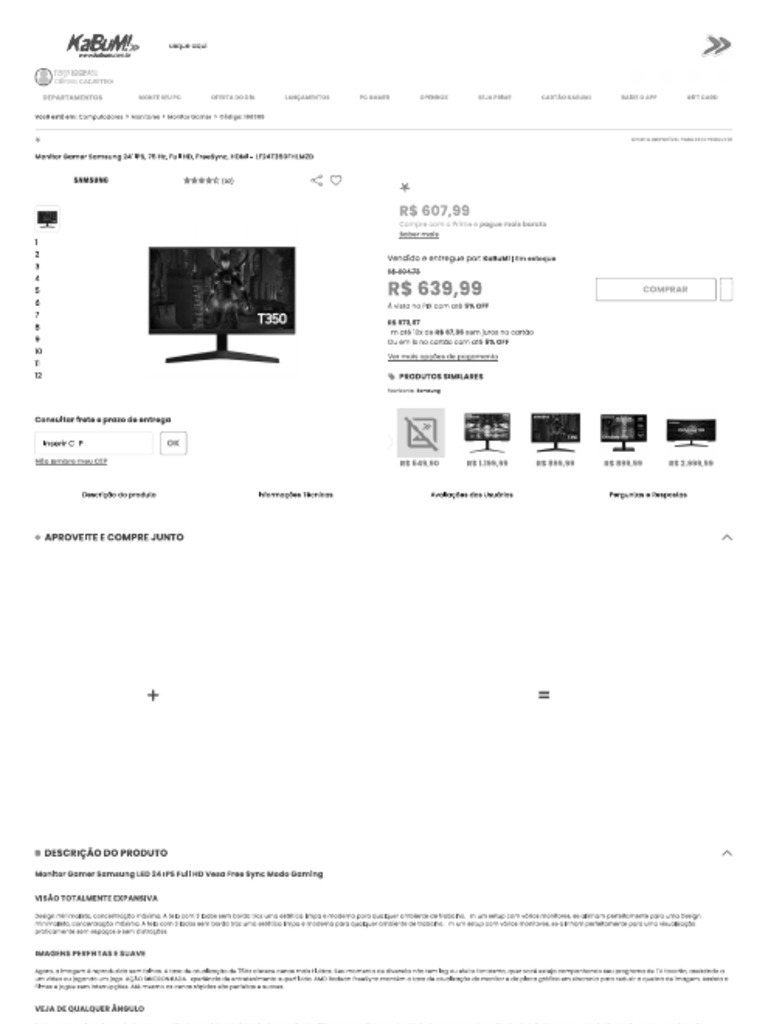 Monitor Gamer Samsung 24 - IPS - KaBuM! | PDF