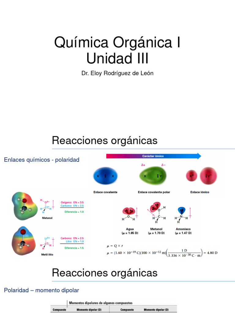 Química Orgánica I-3erP | PDF | Enlace químico | Reacciones químicas