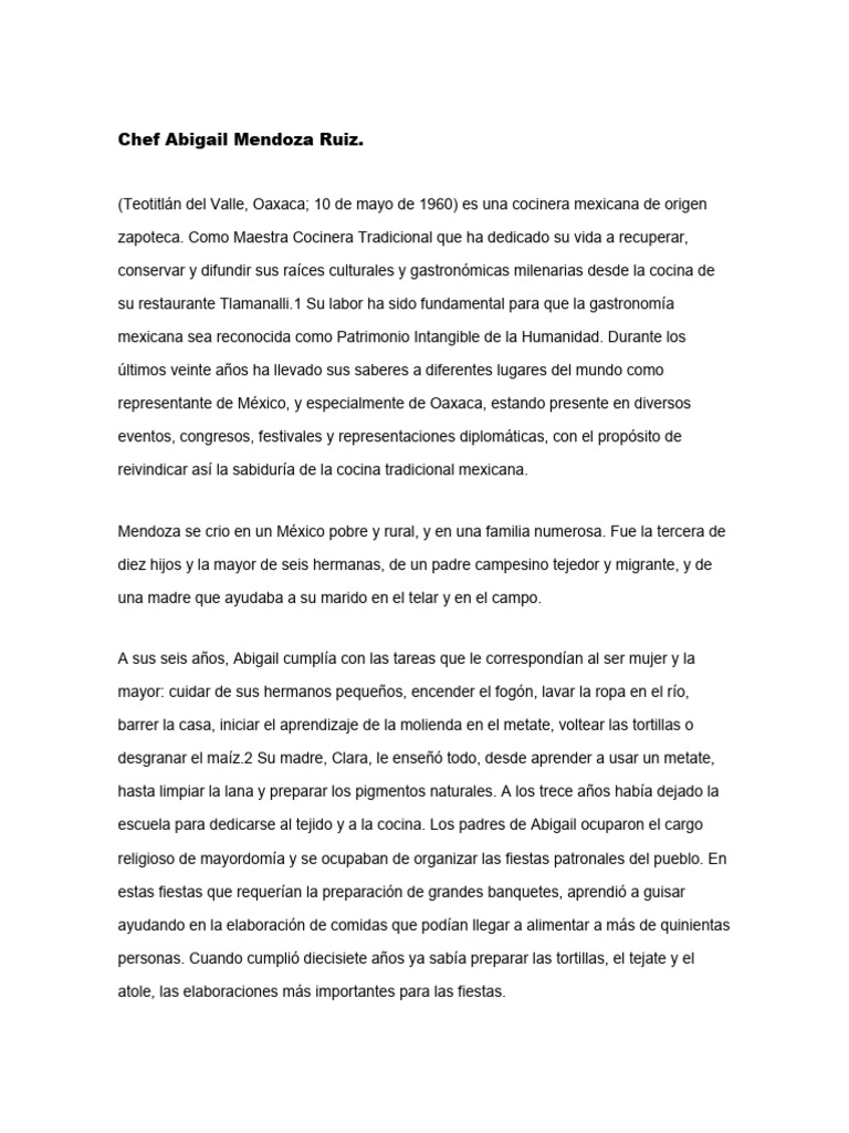 Biografia Chef Abigail | PDF | Ciencias sociales