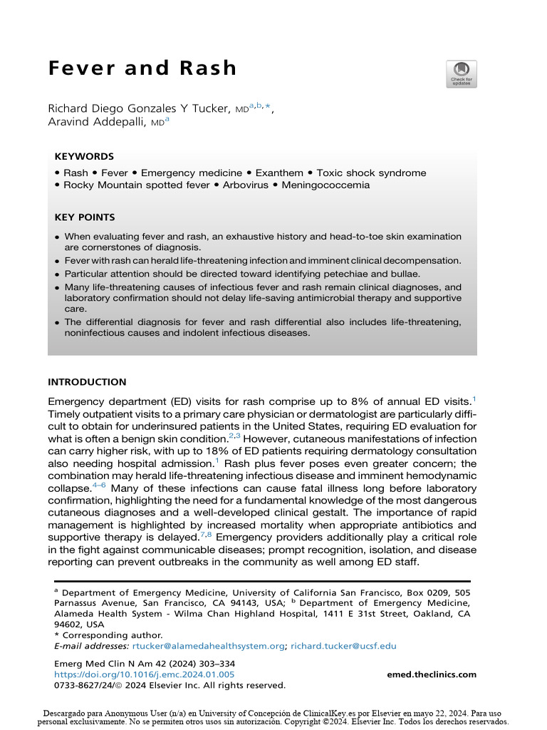 Fever and Rash | Download Free PDF | Causes Of Death | Medical Specialties