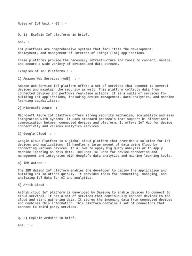 IoT Unit - 05 | PDF | Internet Of Things | Arduino