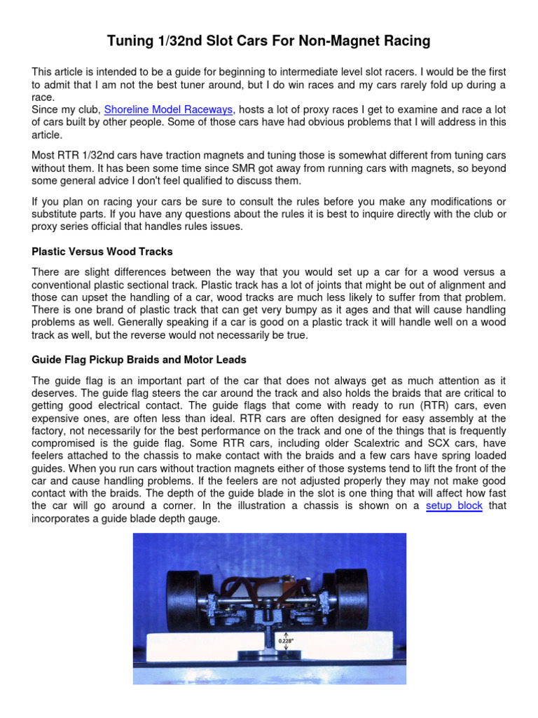 Tuning 1/32 Slot Cars for Non-Magnet Racing | PDF | Gear | Tire