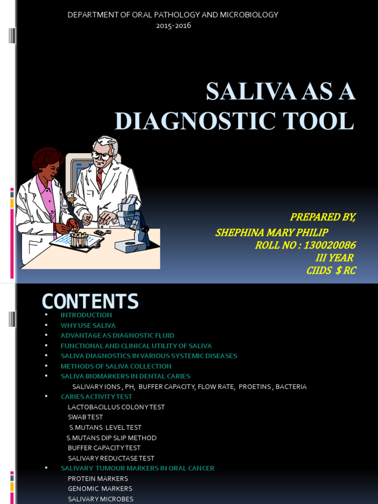 Saliva As A Diagnostic Tool | PDF | Biomarker | Saliva