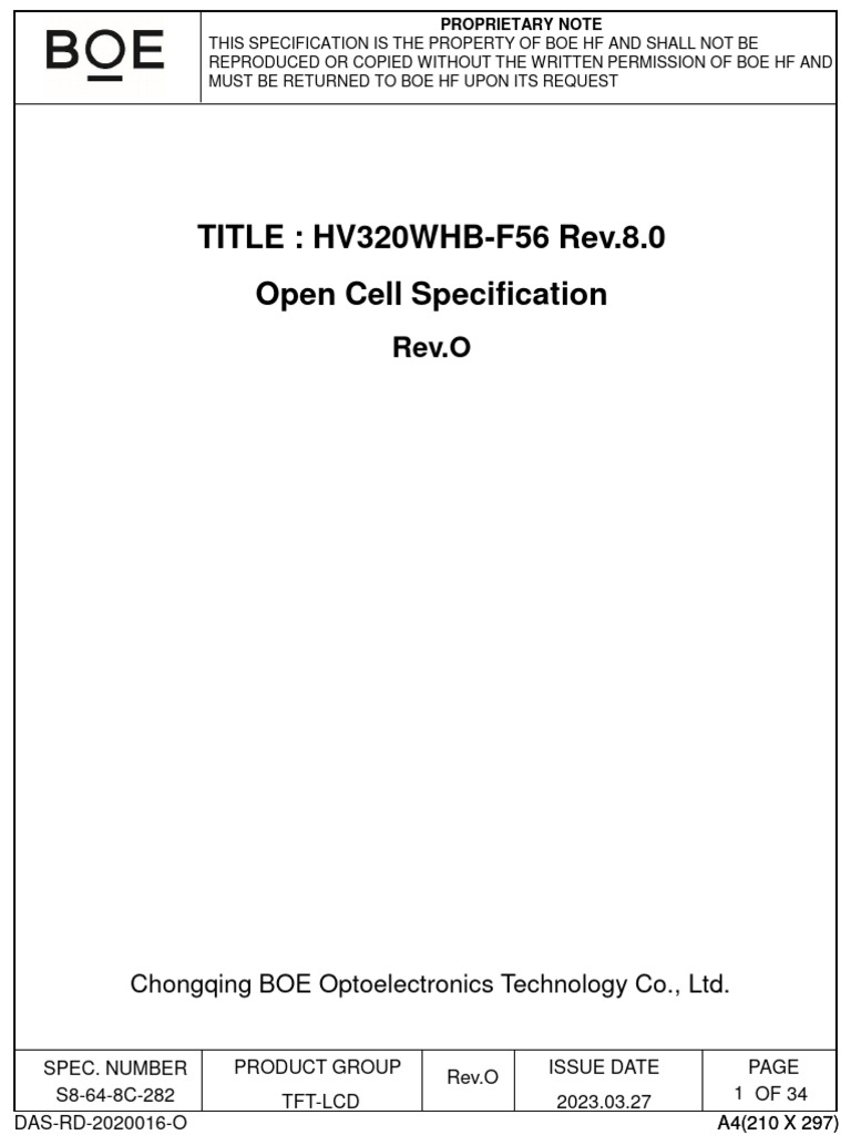 HV320WHB-F56 Rev (2024-05-22 07 - 09 - 07) | PDF | Electronics | Electronic Engineering