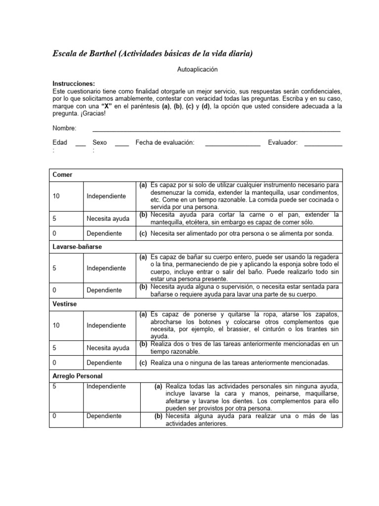 M5-A1-Escala Barthel | PDF | Relaciones personales, crianza y ...