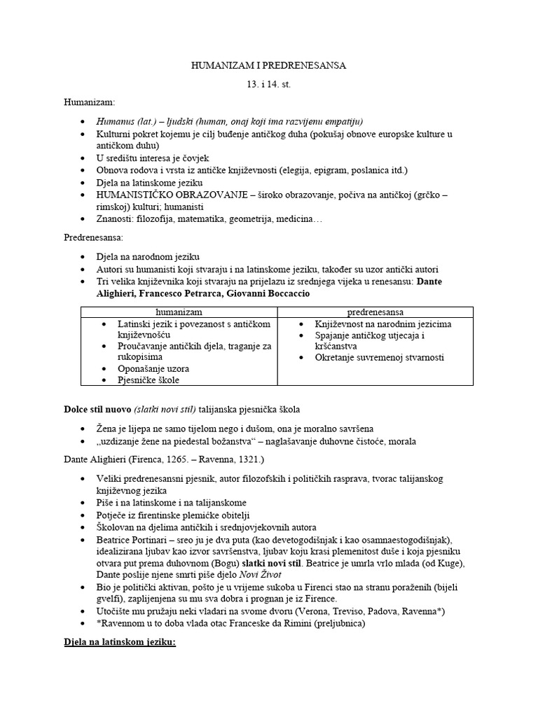 Humanizam I Predrenesansa | PDF