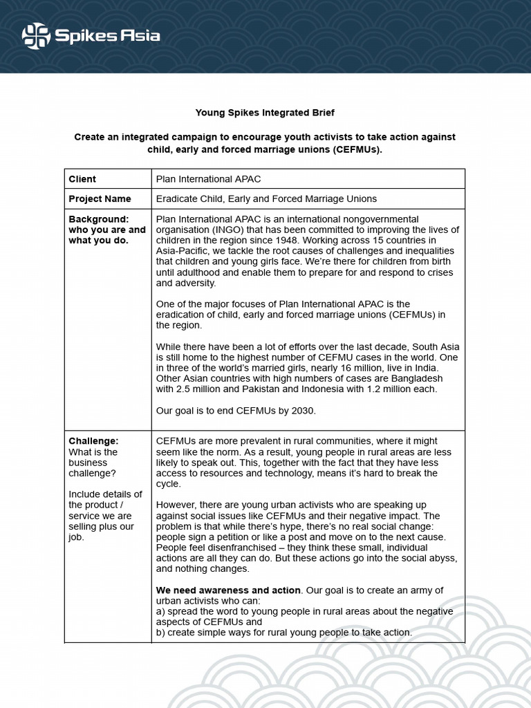 YS Integrated Brief 2024 - Plan International APAC | PDF | Social ...