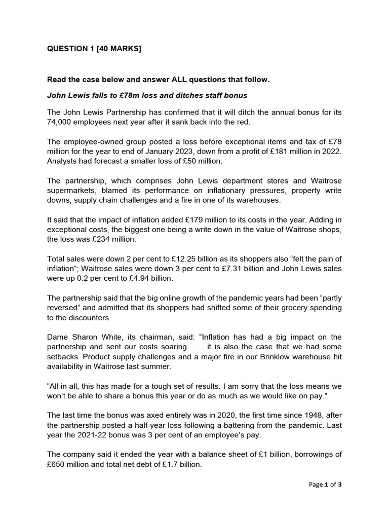 Case Study John Lewis Strategic Management Download Free Pdf