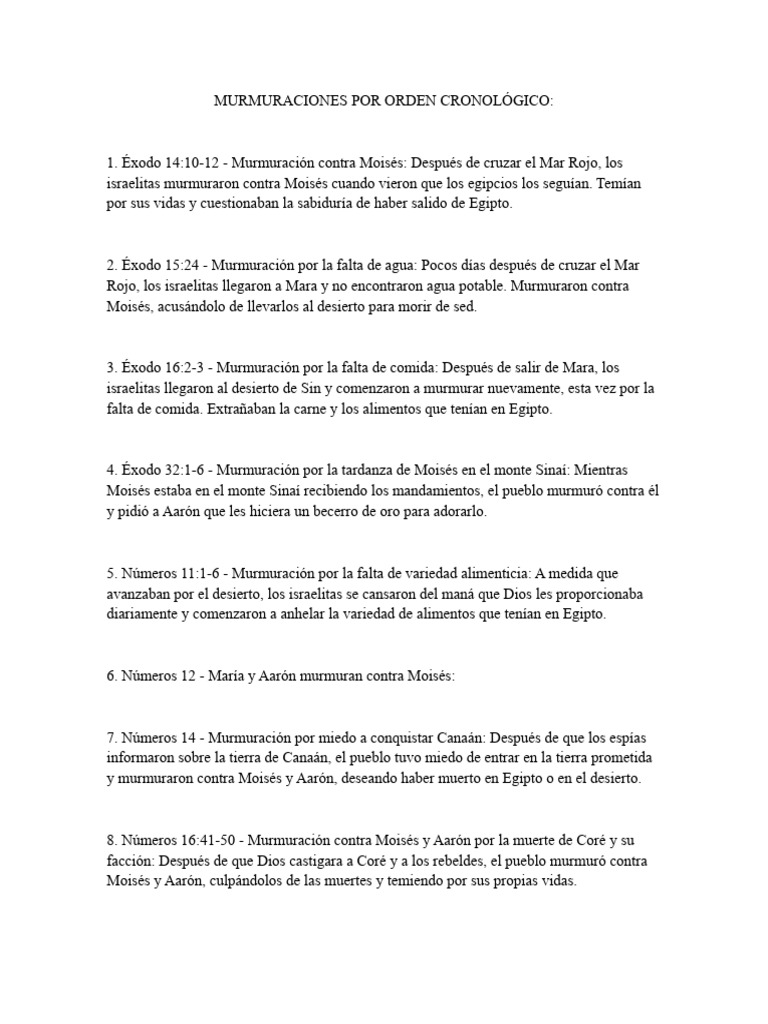 Murmuraciones del Pueblo de Israel | PDF | Libro de números | Libro del ...